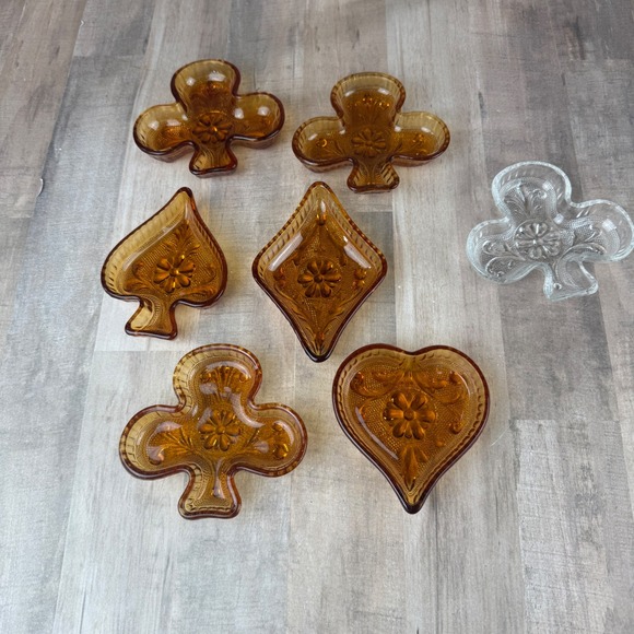 Dining | Vintage Tiara Glass Indiana Glass Lot Of 7 Playing Card Shape ...
